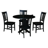 30'' x 48'' Solid Wood Dining Table with 4 Splat Back Dining Chairs in ...