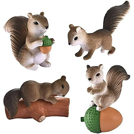4Pcs Miniature Squirrel Figurines, Squirrel Family Figures Cartoon ...