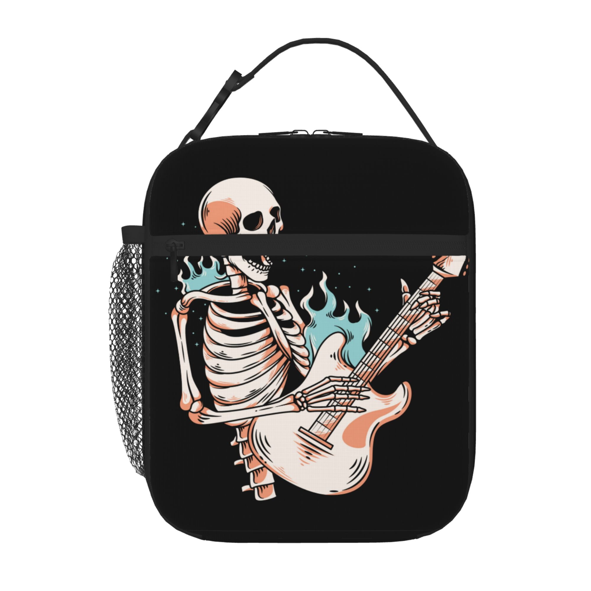 TEQUAN Portable Lunch Bag, Rock Skeleton Guitar Pattern Reusable ...