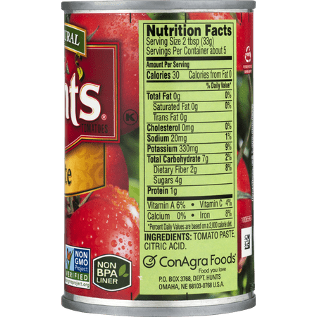 contadina tomato paste nutritional information