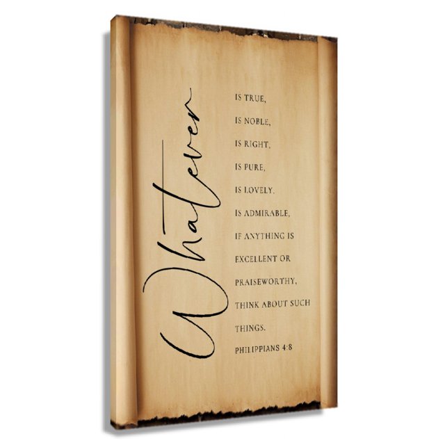 Philippians 4 8 Wall Art Bible Verse Poster Artwork Home Room Decor ...