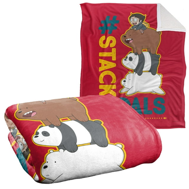 We Bare Bears Blanket, 50"x60", Stack Goals Silky Touch Sherpa Back ...