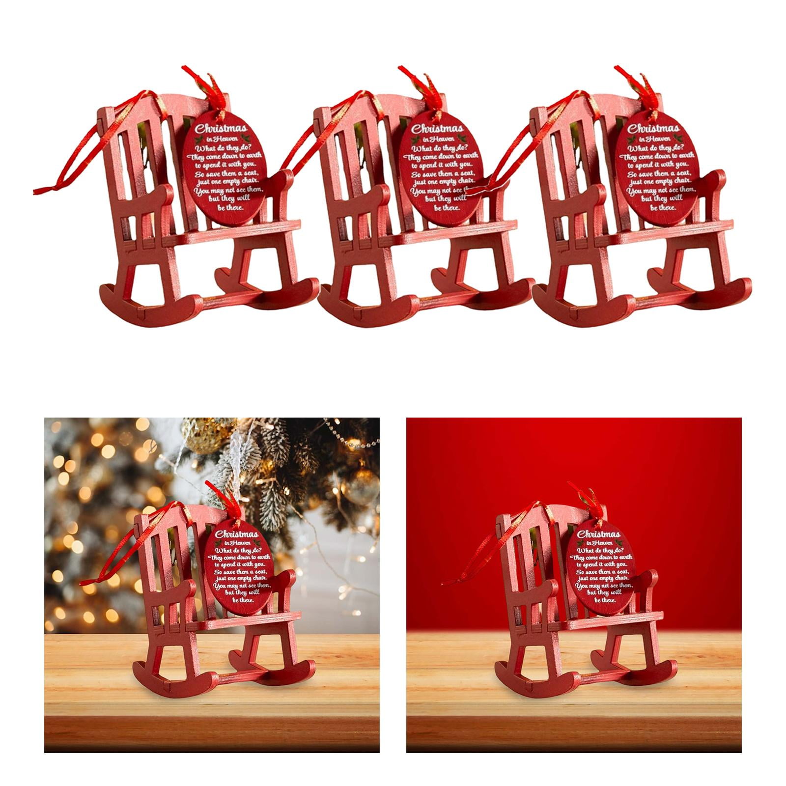 3x Miniature Christmas Rocking Chair Ornament Hanging Christmas in ...