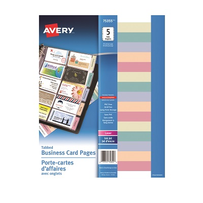 BUSINESS CARD HOLDER-3-RING TABBED 5 SHEETS/PACK | Walmart Canada