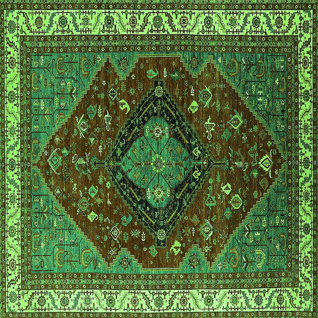 Ahgly Company Indoor Square Persian Green Traditional Area Rugs, 7 ...