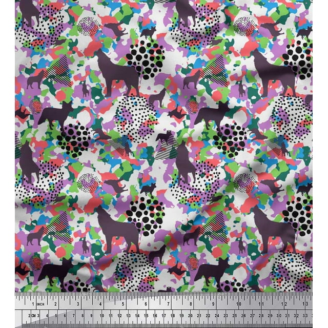 Soimoi Cotton Voile Fabric Dot,Camouflage Texture & Wolf Animal Print ...