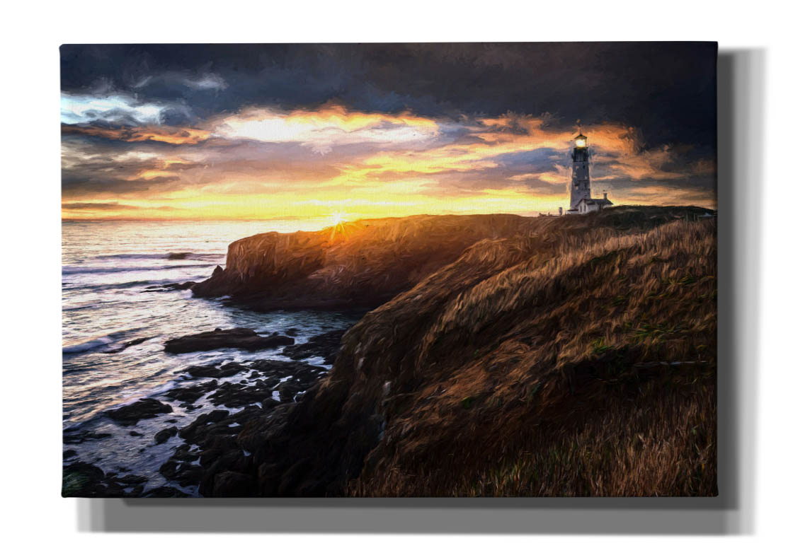 Epic Graffiti 'Sunset at Yaquina Head Lighthouse Oil Painting' by Rick ...