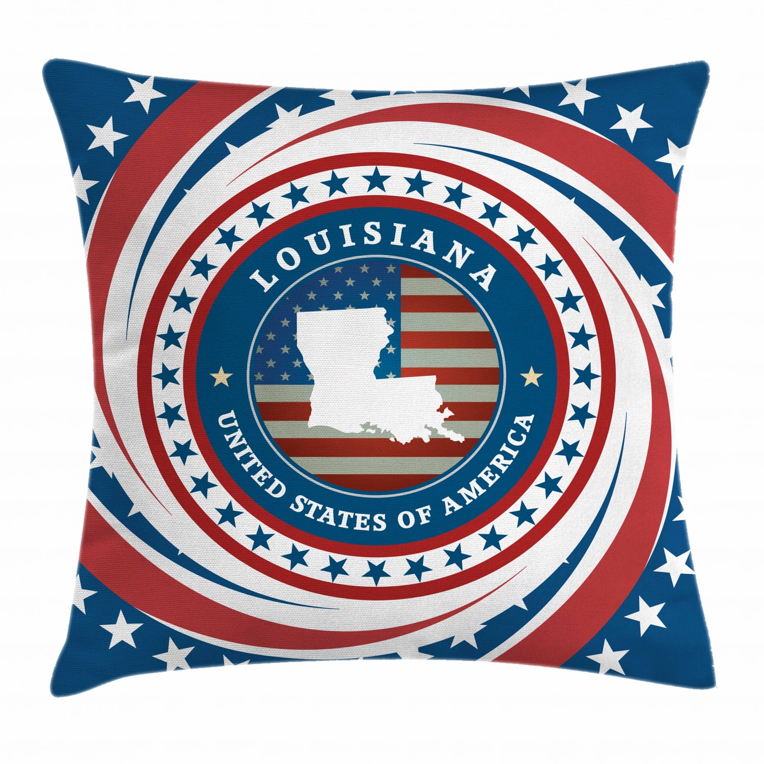 Louisiana Throw Pillow Cushion Cover, Spiral Old Glory Themed Stripes ...
