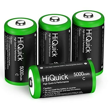Powerowl Size C Rechargeable Batteries; 5000mAh 4 Pack Ni-MH ...