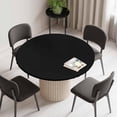 Black Round Fitted Tablecloth with Elastic Edge, Farmhouse Solid Black ...