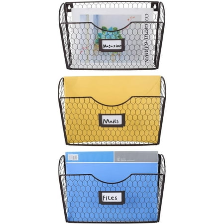 Wall Mount Single Pocket File Organizer 3 Pockets Hanging File ...