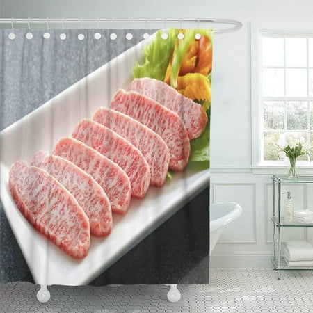 YUSDECOR Red Meat Premium ese Wagyu Beef Sliced on Plate Bathroom Decor ...