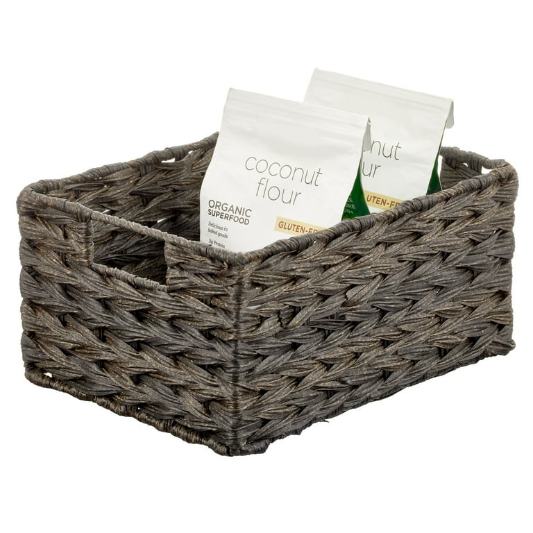 mDesign Woven Farmhouse Pantry Food Storage Bin Basket Box 3 Pack Dark Brown Walmart