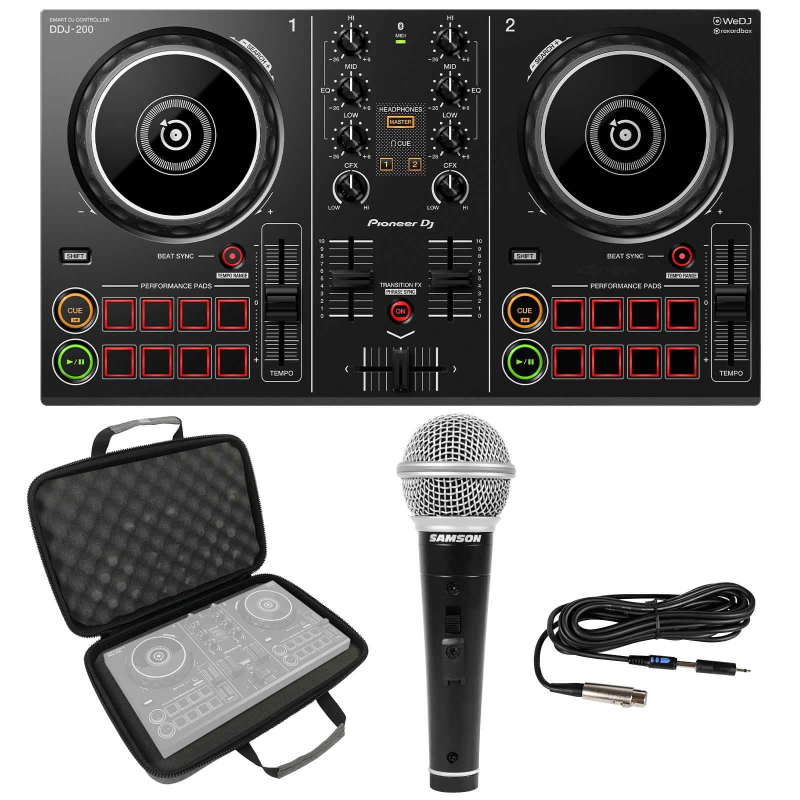Pioneer DJ DDJ-200 Smart DJ Controller with Samson M10 Vocal Microphone ...