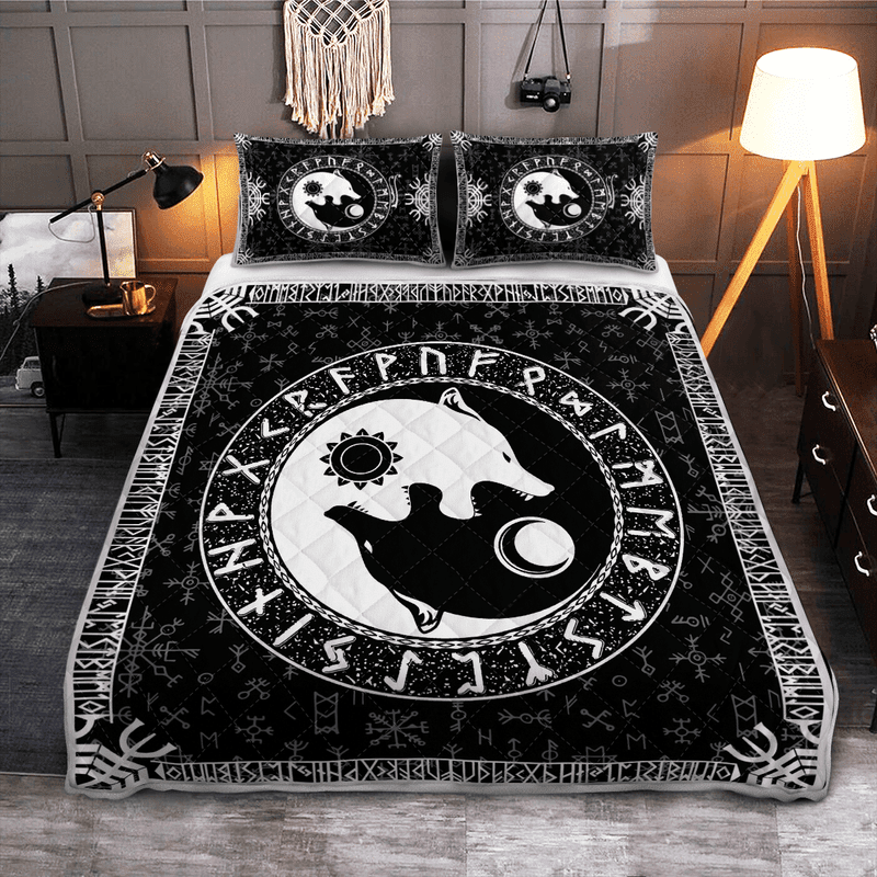Viking Doona Cover - Yin Yang Wolf Viking - Viking Quilt Bed Set Rlt12 ...
