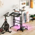 Dripex Mobile Standing Desk with Power Outlets & Strip Lights Rolling ...