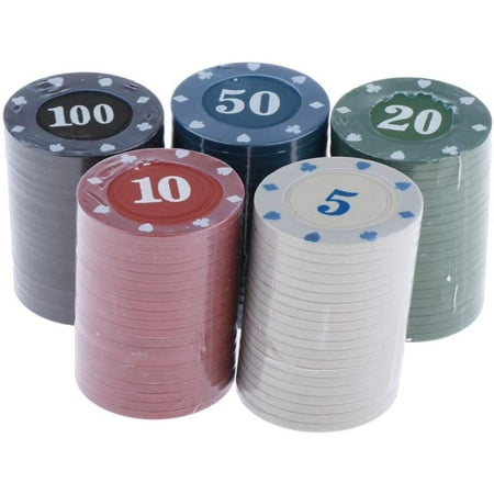 100 Pieces Poker Chips Set Casino Gaming Gambling Chips with Numbers 5 ...