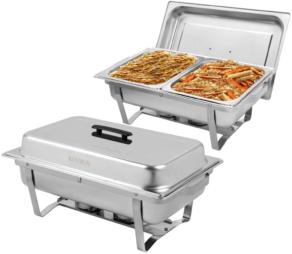 ROVSUN 2 Pack Stainless Steel Chafing Dishes Buffet Set Half Size ...