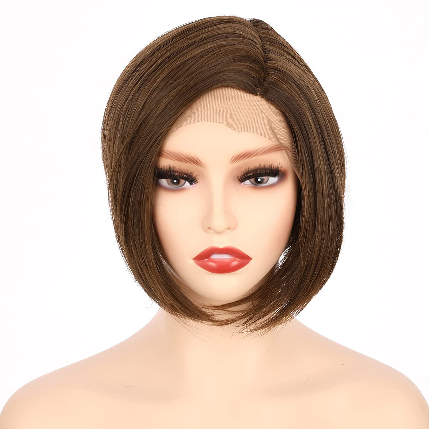 OneDor 8 Inch Angled Layers Lace Front Wig Relaxed Straight Bob wig ...