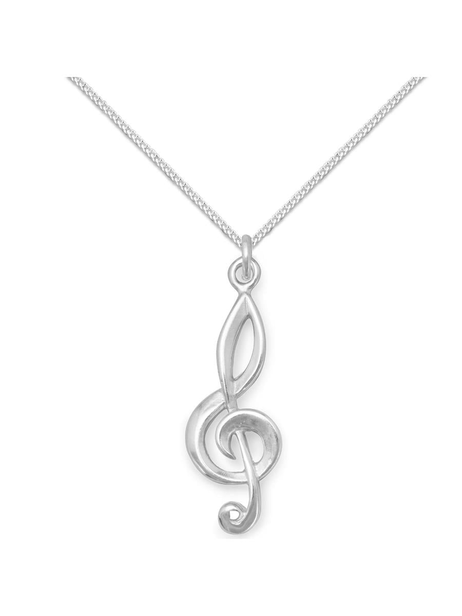 Treble Clef Pendant Necklace Sterling Silver, Chain Included - Walmart.com