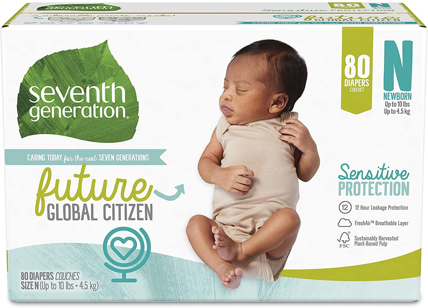 "Seventh Generation Baby Diapers, Size Newborn, 80 Count, Super Pack ...