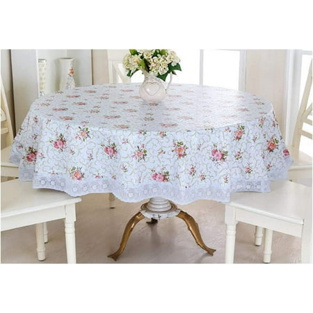 60\u201d X 60\u201d Inch Round PVC Lace Waterproof Tea Table Cover ...