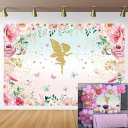 7×5FT Tea Party Backdrop Pink Rose Floral Gold Butterfly Teapot Let's ...