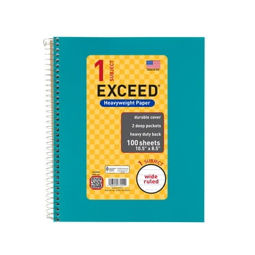 160 Count 5 Sub Teal Exceed Notebook, 10.5" x 8.5", Wide Ruled ...