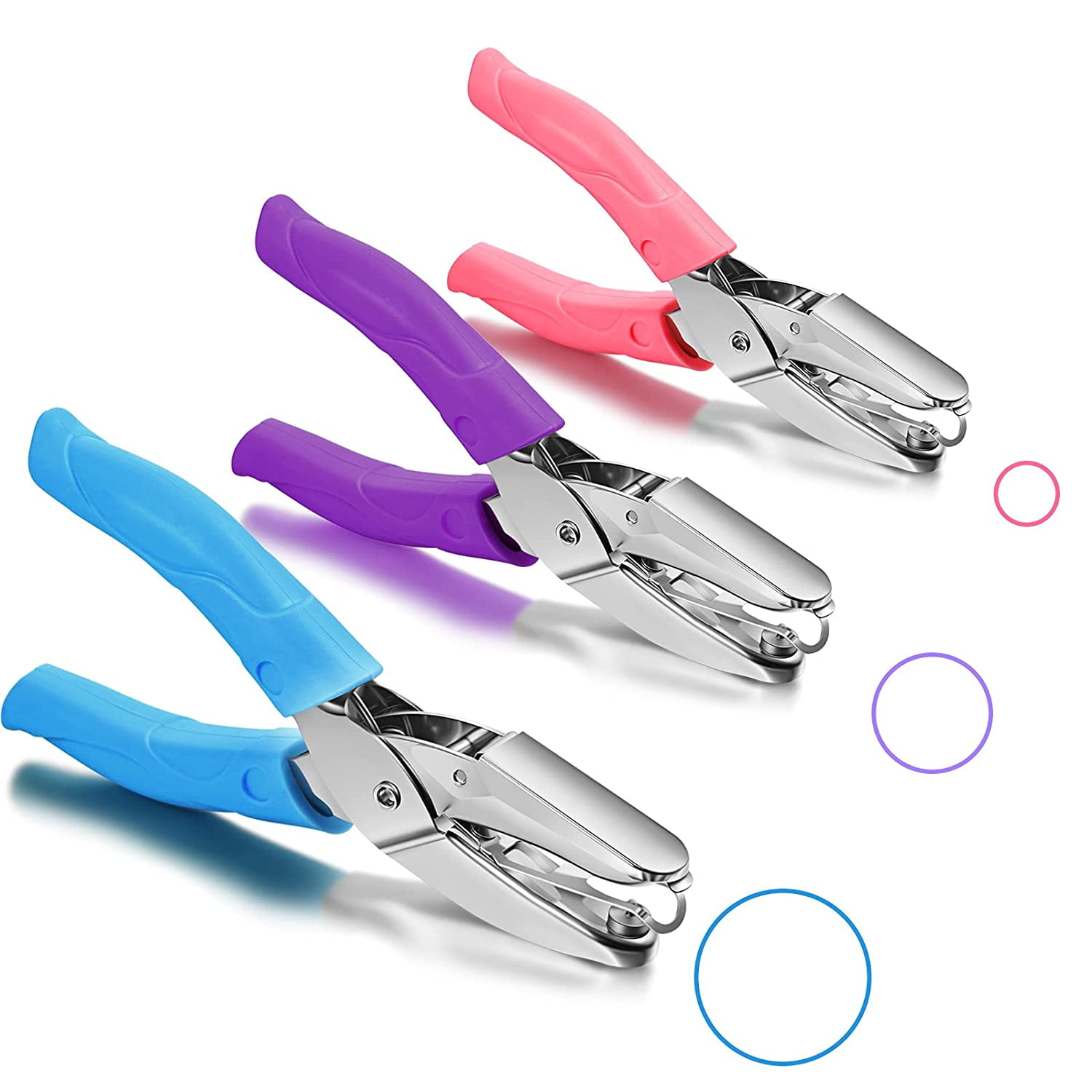 3 Pieces Handheld Hole Punch Tiny Shaped Circle Punchers Metal Single ...