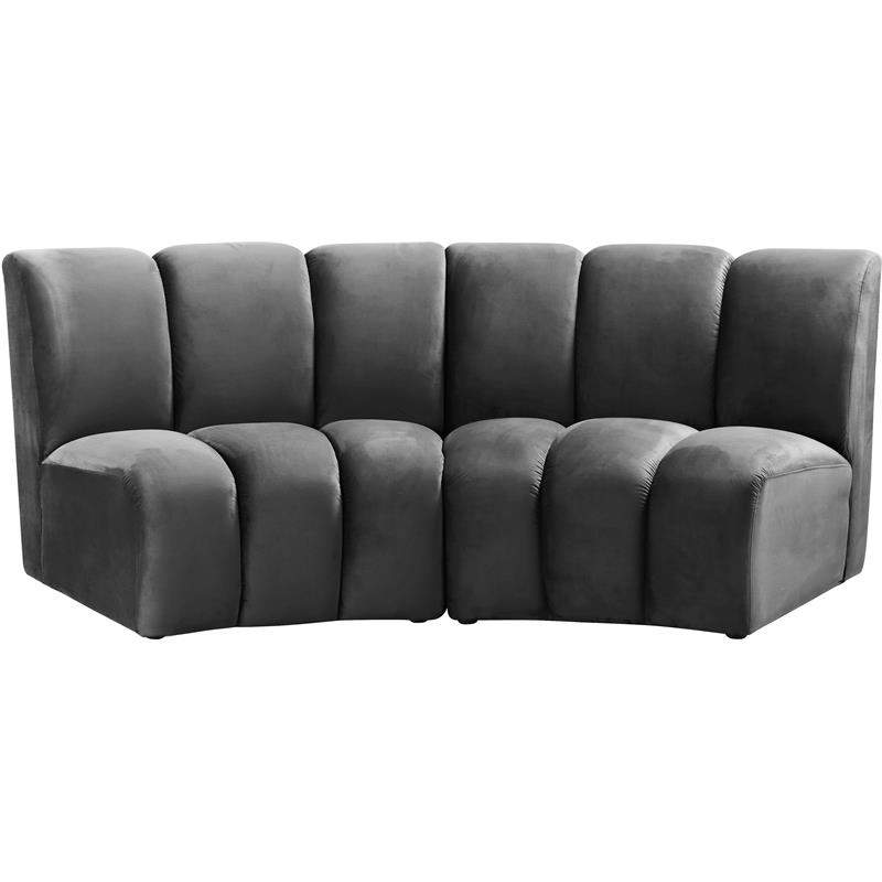Meridian Furniture Infinity Gray Velvet 2pc. Modular Sectional ...