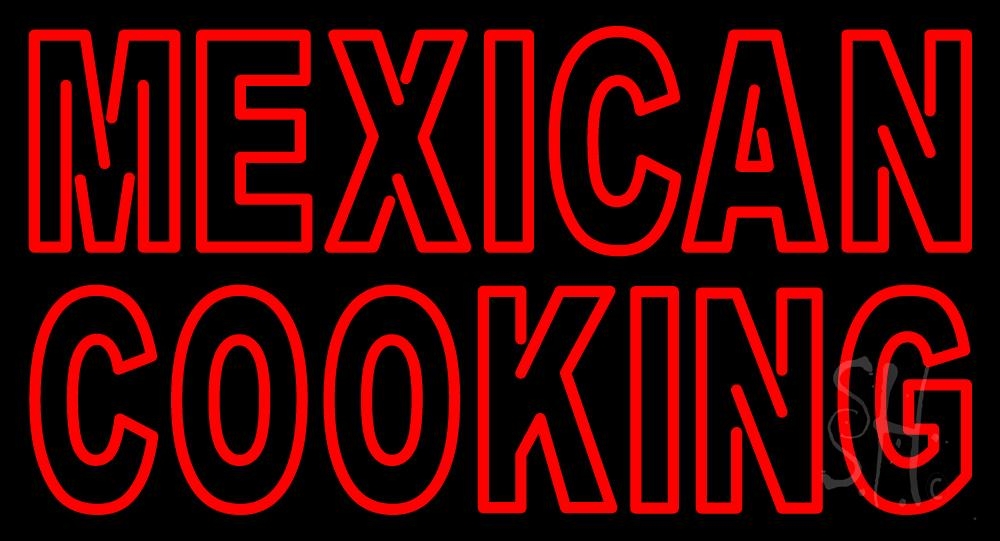 Red Mexican Cooking LED Neon Sign 13 x 24 - inches, Clear Edge Cut ...