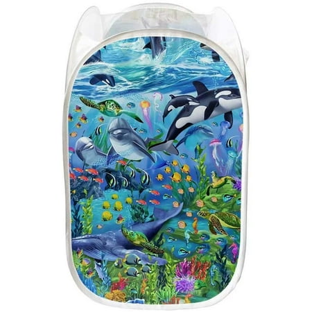ZHENGBOS Ocean Killer Whale Dolphin Mesh Pop-up Laundry Hampers Large ...