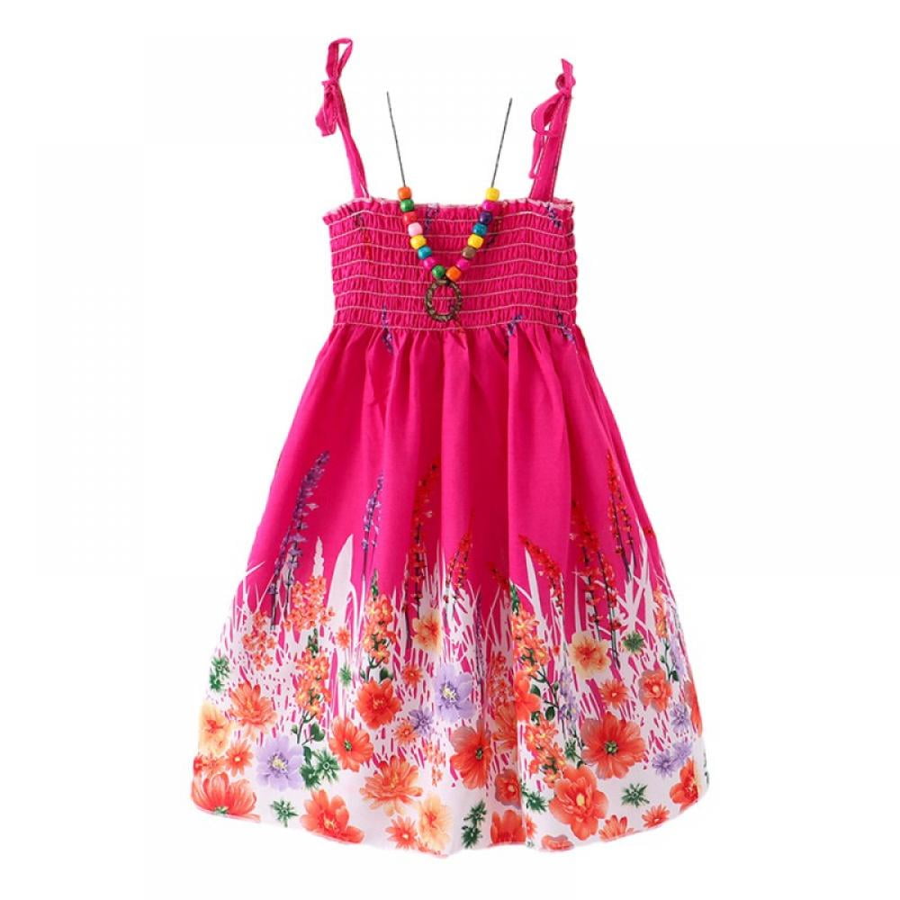 BULLPIANO 2-12 Years Girls' Halter Dress Girls Bohemian Dress Floral ...