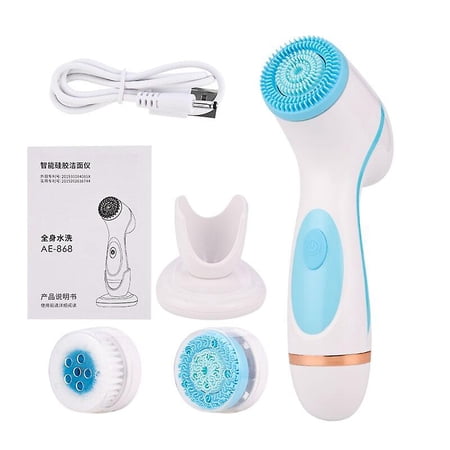 Convenient 3 In 1 Electric Facial Cleansing Brush Silicone Rotating ...