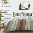 Brown Green Striped Comforter Set Queen Size, Modern Vintage Wood ...