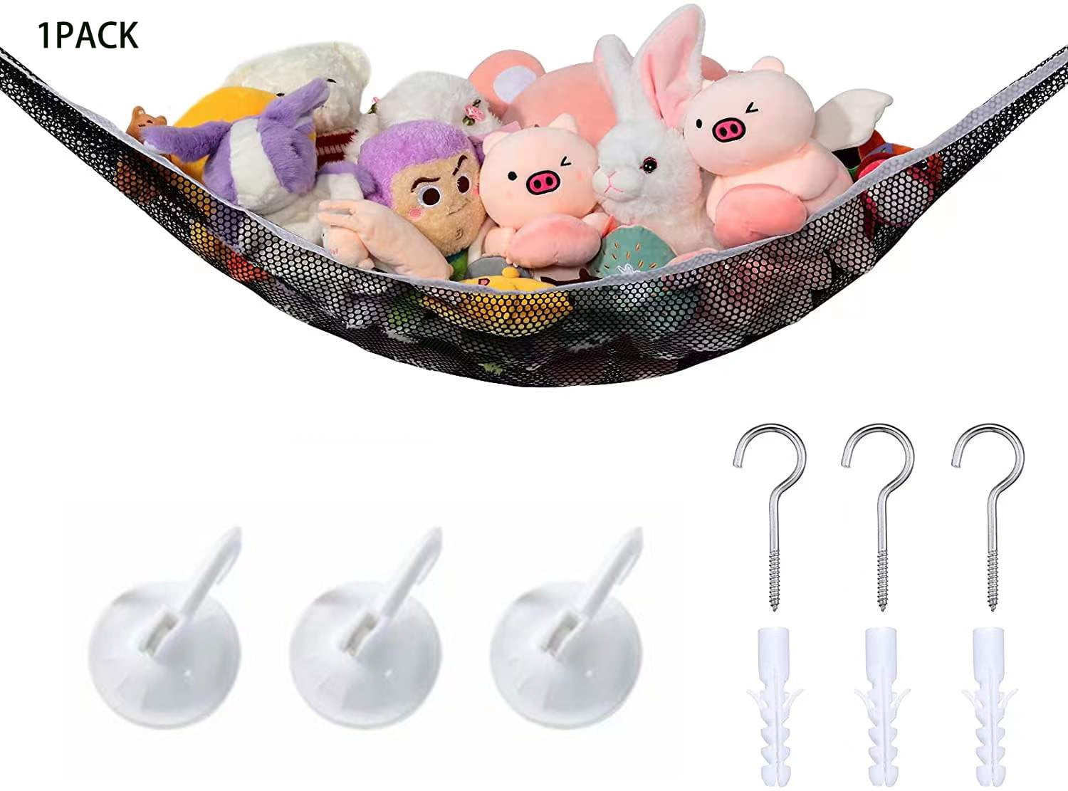 Plush Animals Toy Net ,55in Triangle Net Stuffed Toys Organizer Black ...