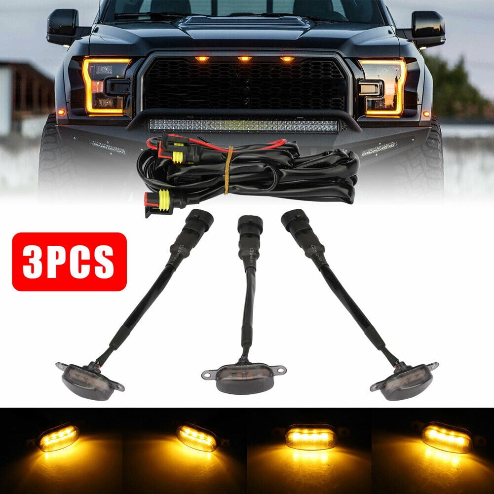Amber Smoked LED Front Grille Grill Running Lights For Ford F150 Raptor ...
