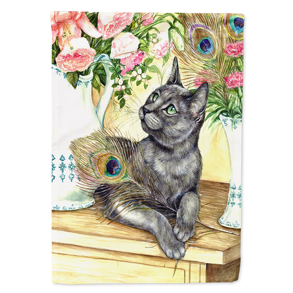 Cat and Peacock Feathers Garden Flag - Walmart.com