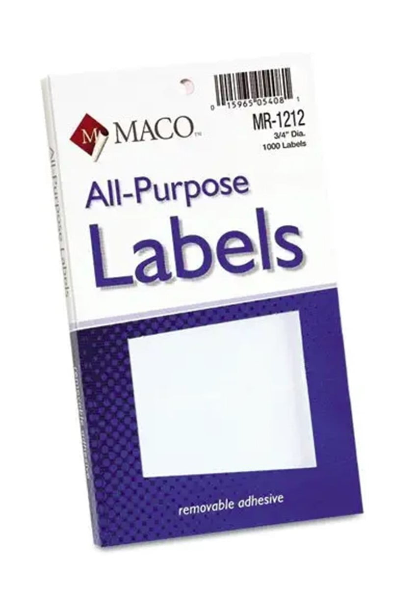 Maco Multi-Purpose Handwrite Labels, White Round 3/4" Diam, 1000/Box ...