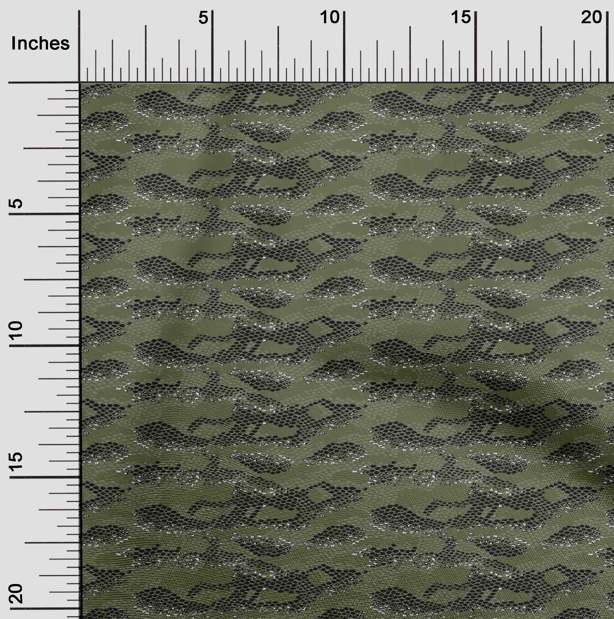 oneOone Cotton Silk Olive Green Fabric Snake Animal Skin Sewing Fabric ...