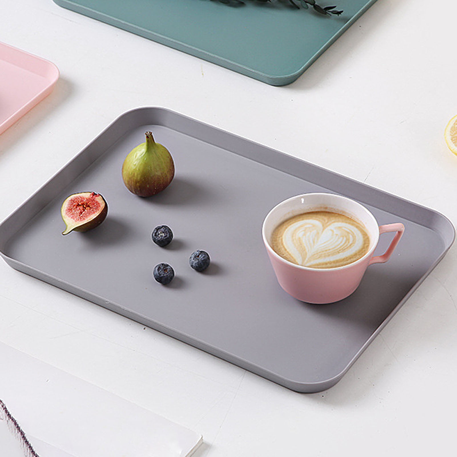 Hariumiu 11.5" x 8.2" Plastic Stackable Serving Tray Appetizer, Nordic Simple Rectangle Storage ...