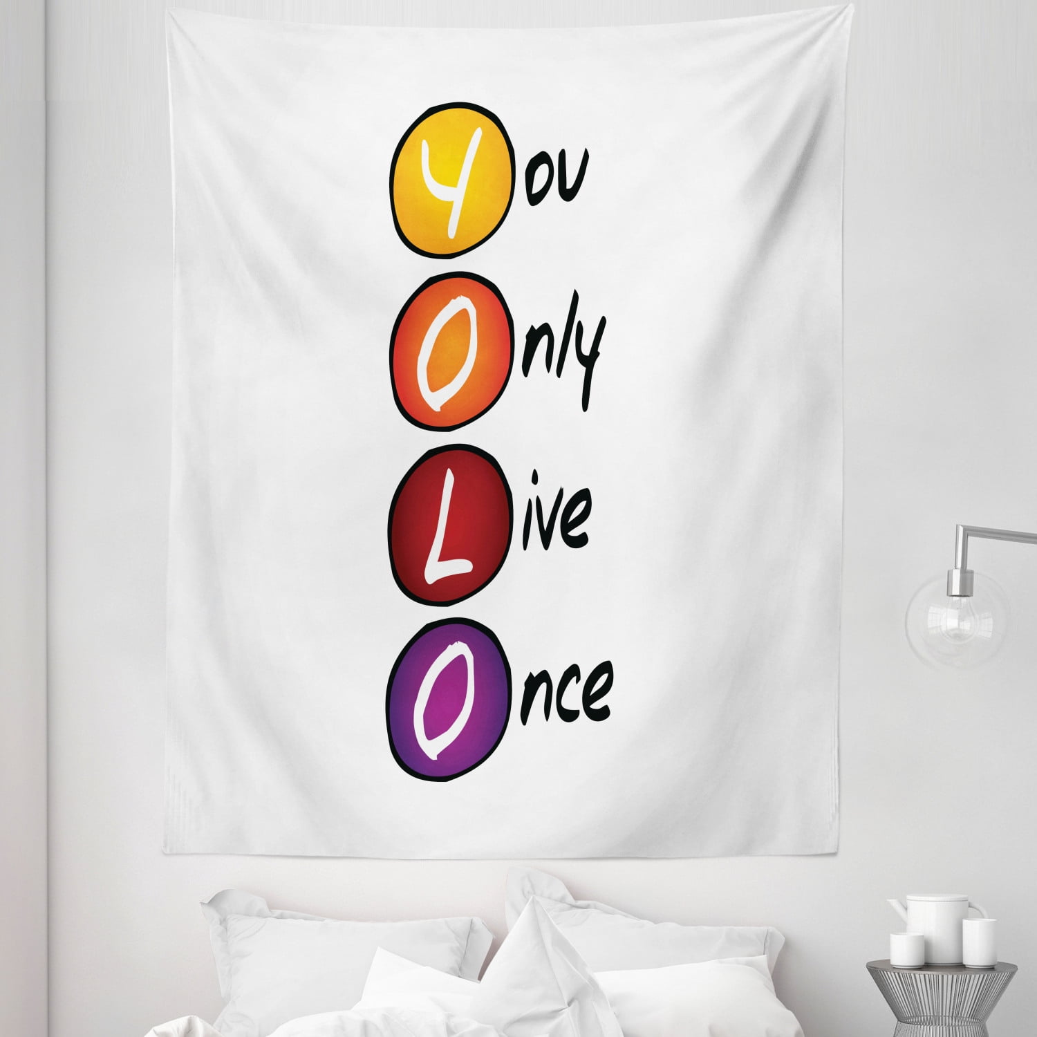 YOLO Tapestry, Acronym Design with Colorful Circles You Only Live Once ...