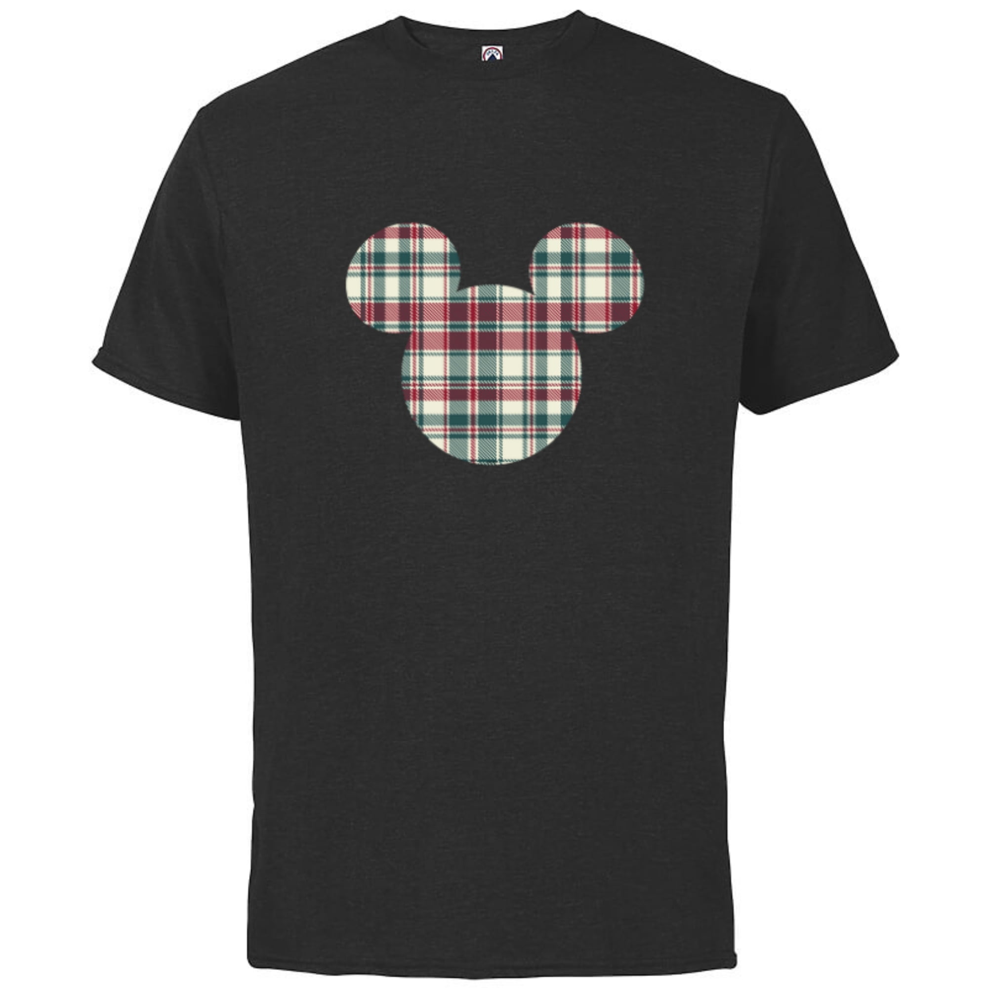 Disney Mickey Mouse Head Icon Christmas Holiday Plaid - Short Sleeve ...