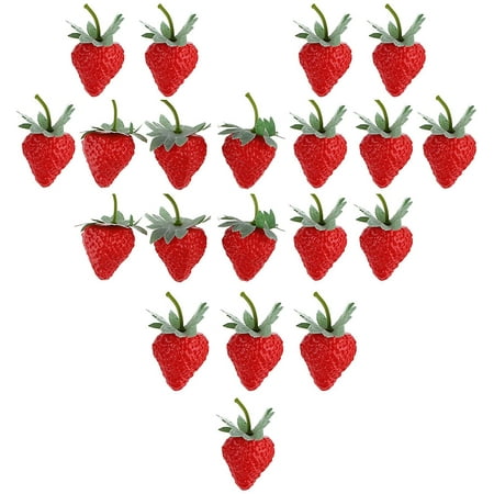 HTWW 20 Pieces Artificial Strawberry Realistic Plastic Fruits ...