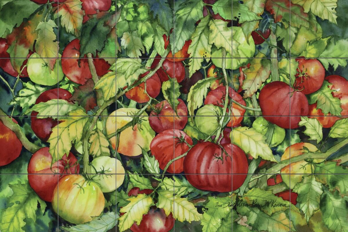 Tile Mural Kitchen Backsplash - Tomatoes 3 - by Kathleen Parr McKenna ...