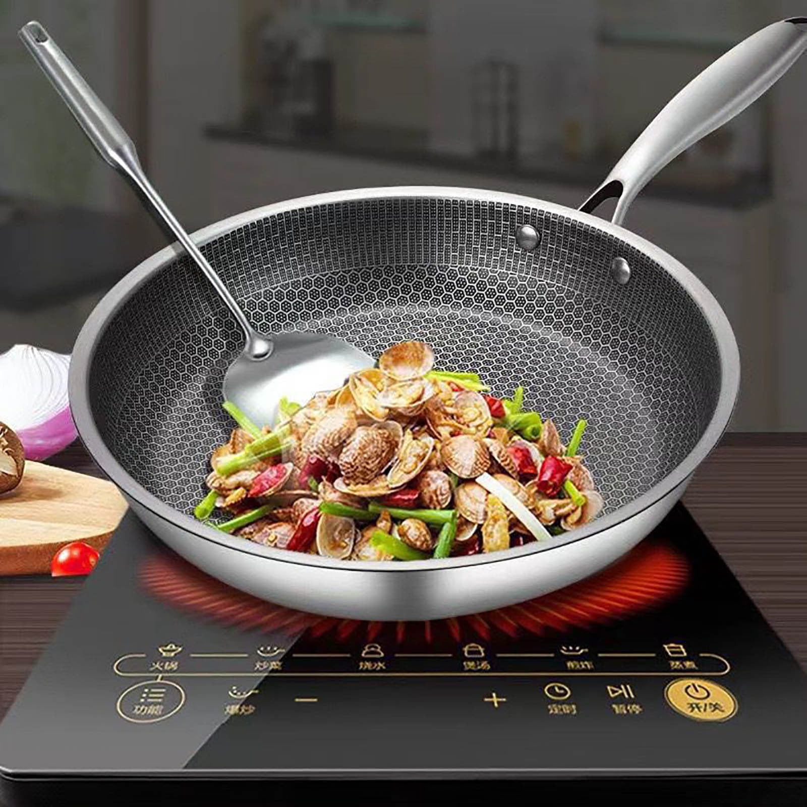Click here for Kieccall Wok Pan Honeycomb Stainless Steel Cookwar... prices