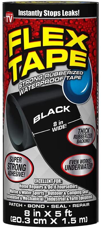 Flex Tape Rubberized Waterproof Tape, 8 Inch x 5 Feet, Black | Walmart ...