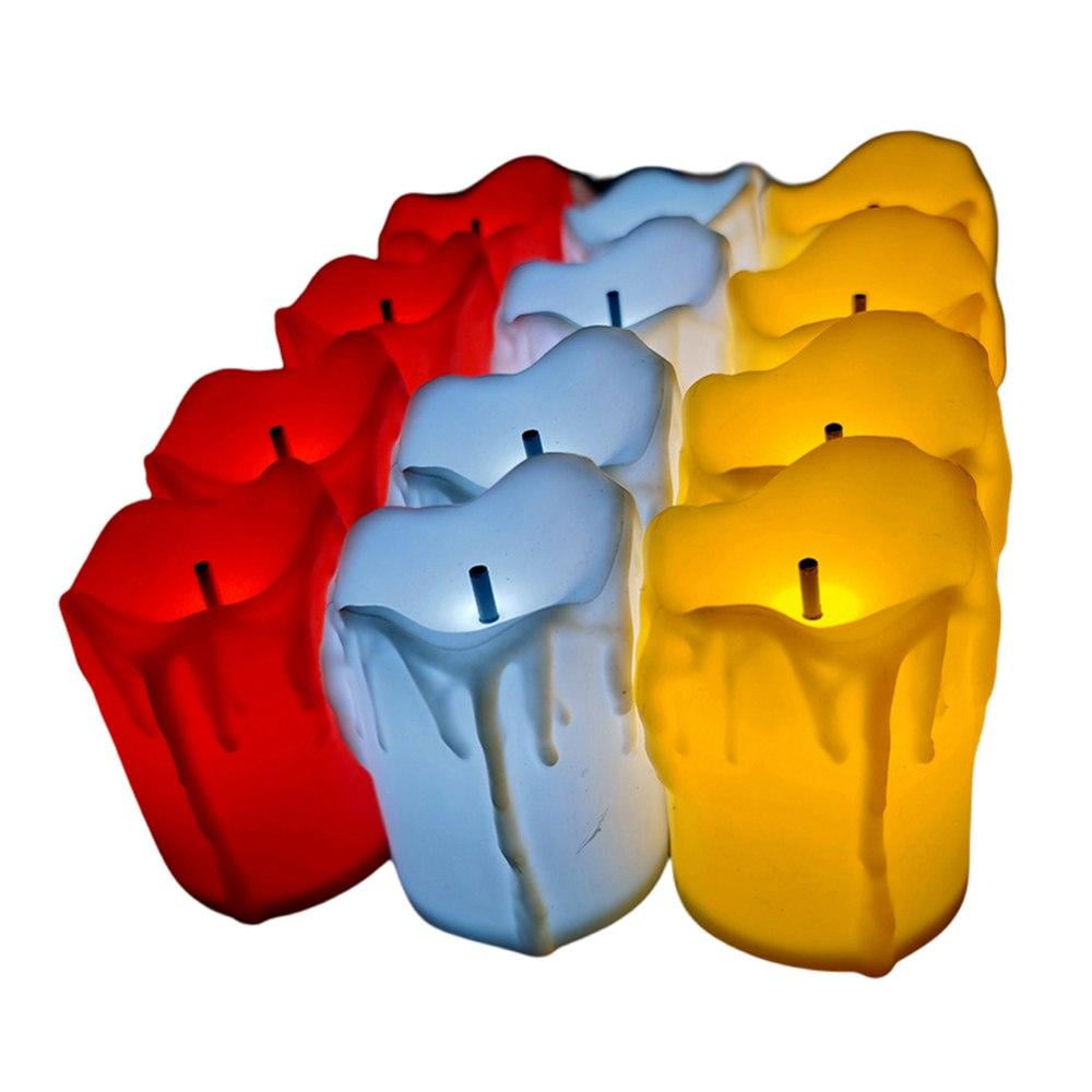 12 Pack Red Tea Light Candles,LED Tea lights,Flameless Votives ...