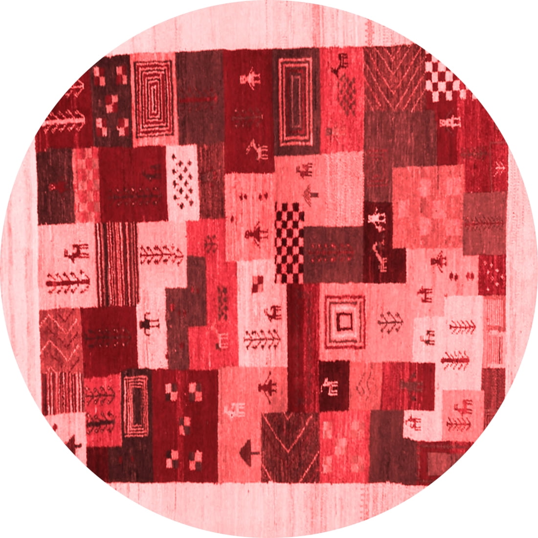 Ahgly Company Indoor Round Abstract Red Contemporary Area Rugs, 8 ...