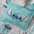 Disney Lilo & Stitch Sweet Yet Spacey Blue & Pink 5 Piece Twin Bed Set w/ Sham, 100% Microfiber ...